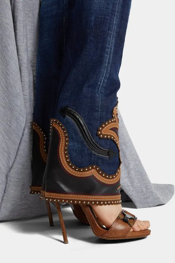 Dsquared2 Dark Wash Slim Fit Jeans With Western-inspired Cuffs