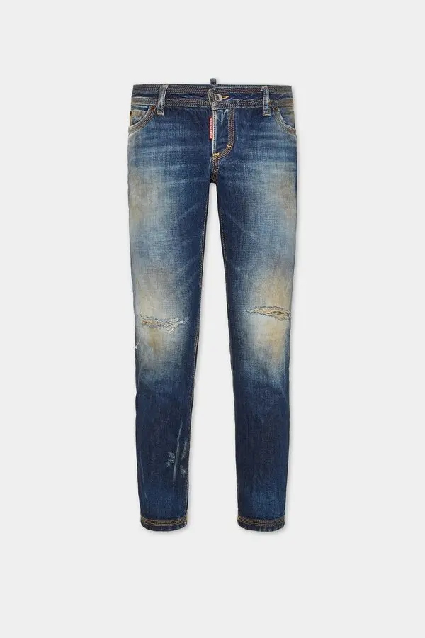 Dsquared2 Medium Wash Distressed Skinny Jeans - Blue