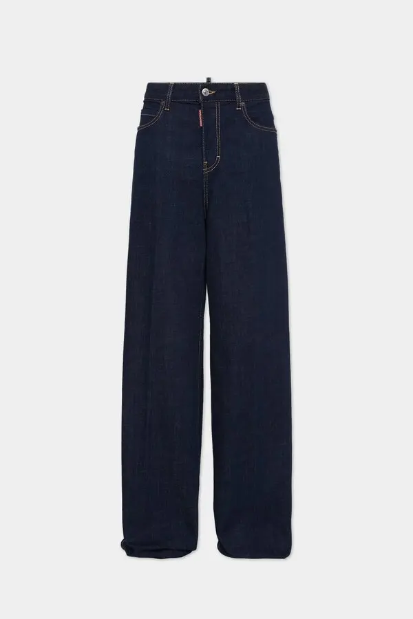 Dsquared2 Dark Rinse Wash Wide-leg Jeans - Blue