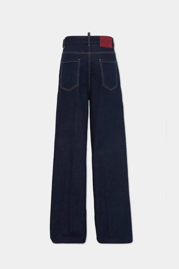 Dsquared2 Dark Rinse Wash Wide-leg Jeans - Blue