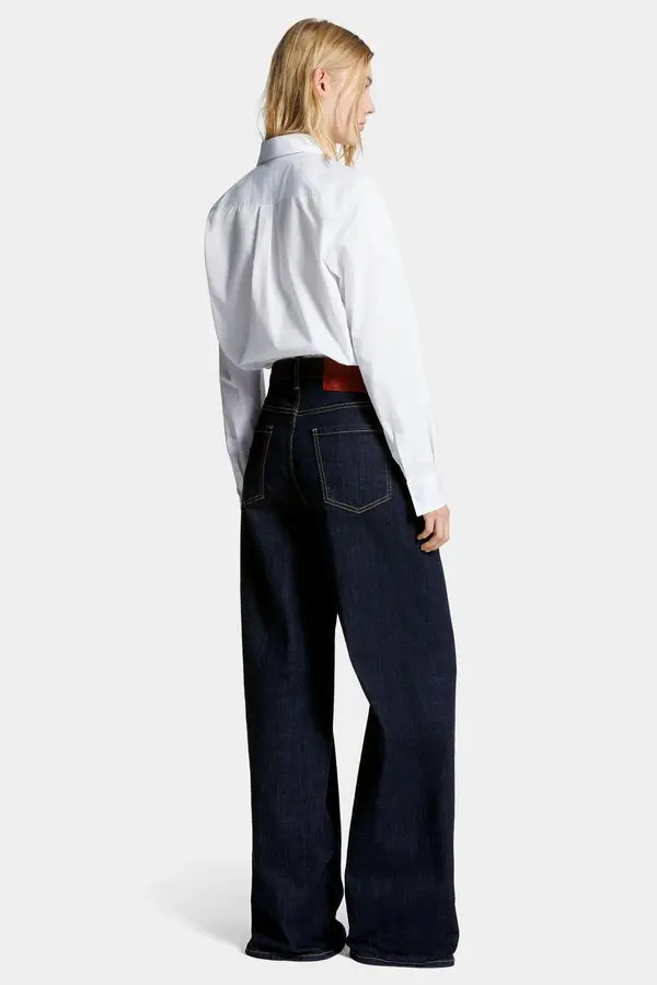 Dsquared2 Dark Rinse Wash Wide-leg Jeans - Blue