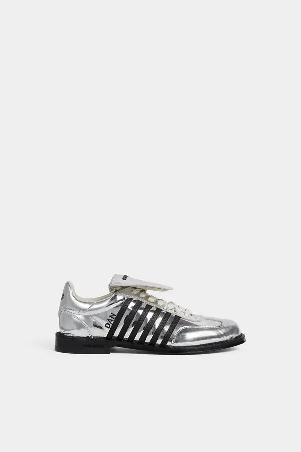 Dsquared2 Boxer Derby Metallic Leather Sneakers - Silver
