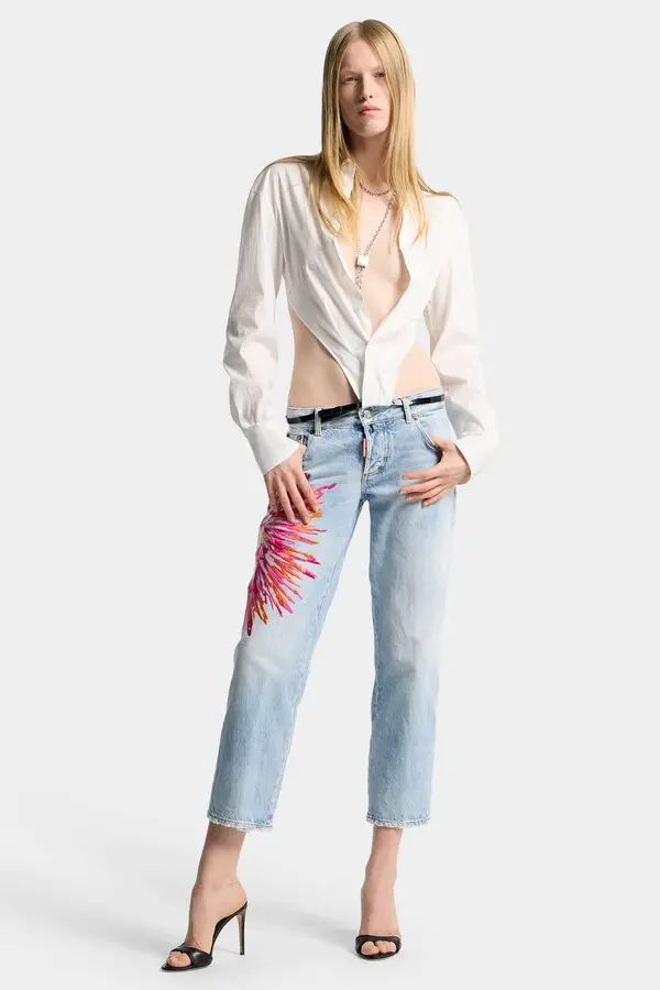 Dsquared2 Jenna Jeans With Botanical Embroidery