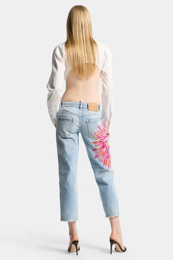 Dsquared2 Jenna Jeans With Botanical Embroidery