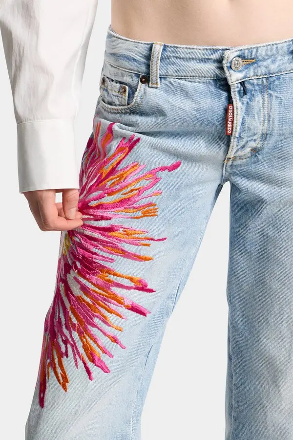 Dsquared2 Jenna Jeans With Botanical Embroidery