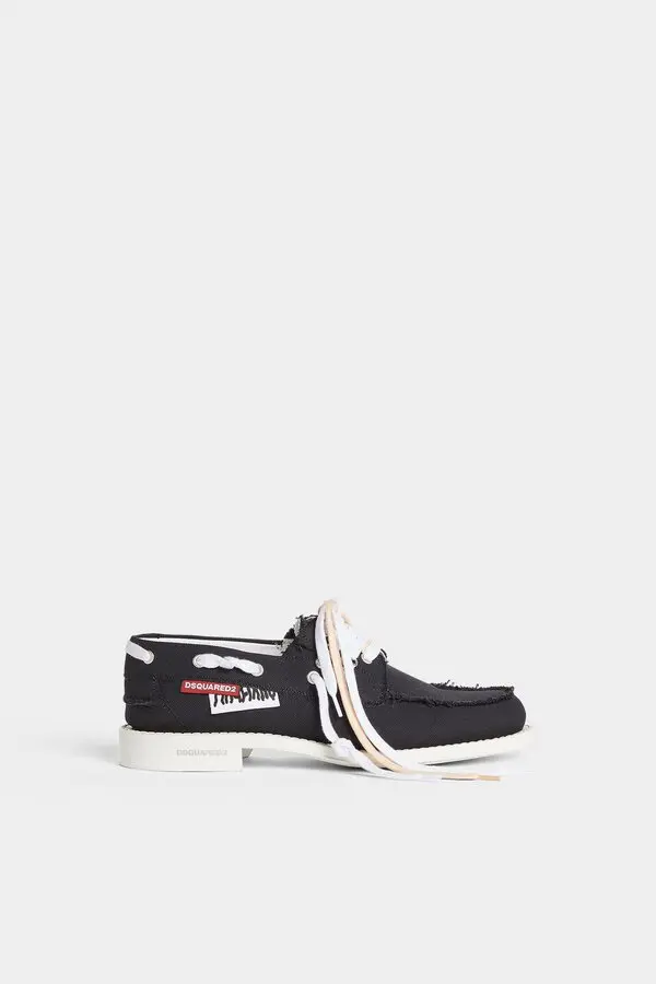 Dsquared2 Canvas Boat Shoe With Triple Laces - Black