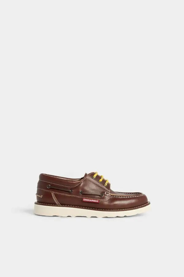 Dsquared2 Textured Leather Boat Shoes - Brown