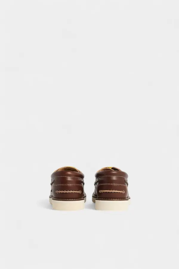 Dsquared2 Textured Leather Boat Shoes - Brown