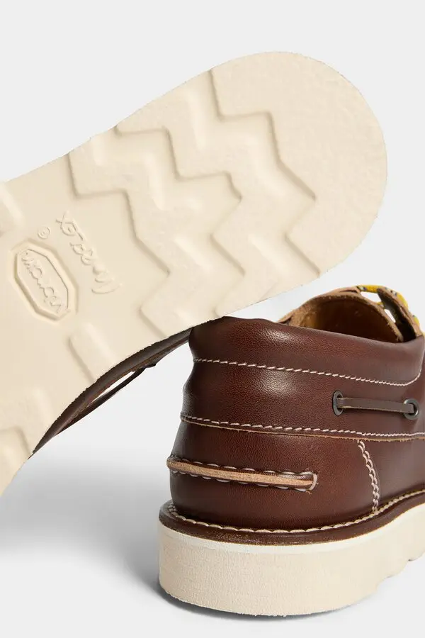 Dsquared2 Textured Leather Boat Shoes - Brown