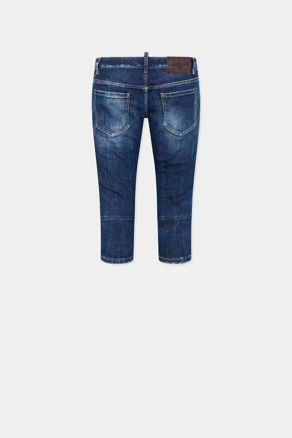 Dsquared2 Dark Wash Cropped Jeans With Paint Splatter