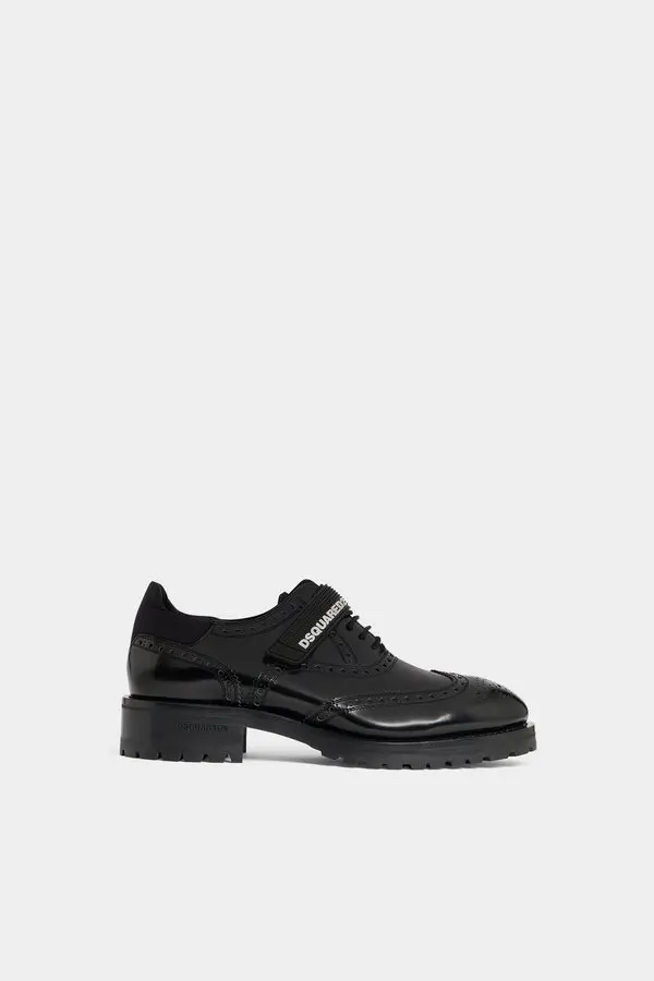 Dsquared2 Leather Oxford Brogues With Logo Strap - Black