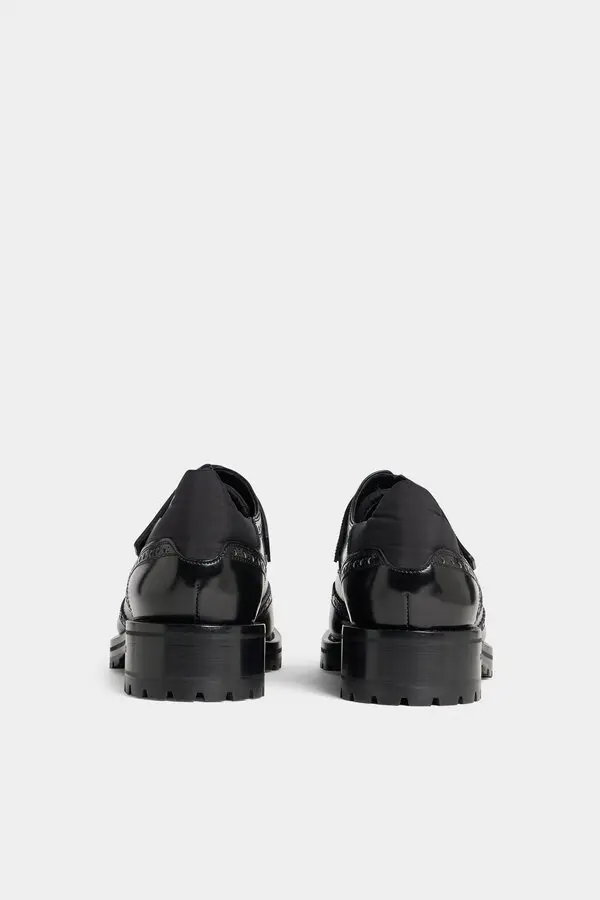 Dsquared2 Leather Oxford Brogues With Logo Strap - Black