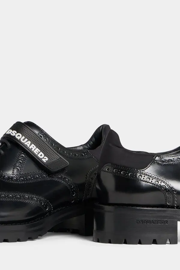 Dsquared2 Leather Oxford Brogues With Logo Strap - Black