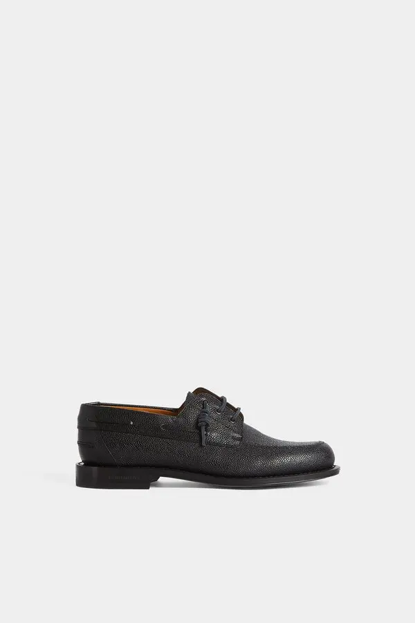 Dsquared2 Textured Leather Boat Shoes - Black