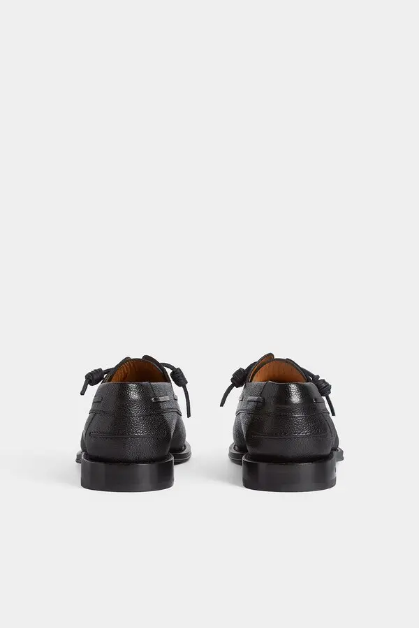 Dsquared2 Textured Leather Boat Shoes - Black