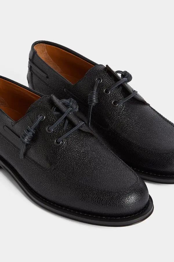Dsquared2 Textured Leather Boat Shoes - Black