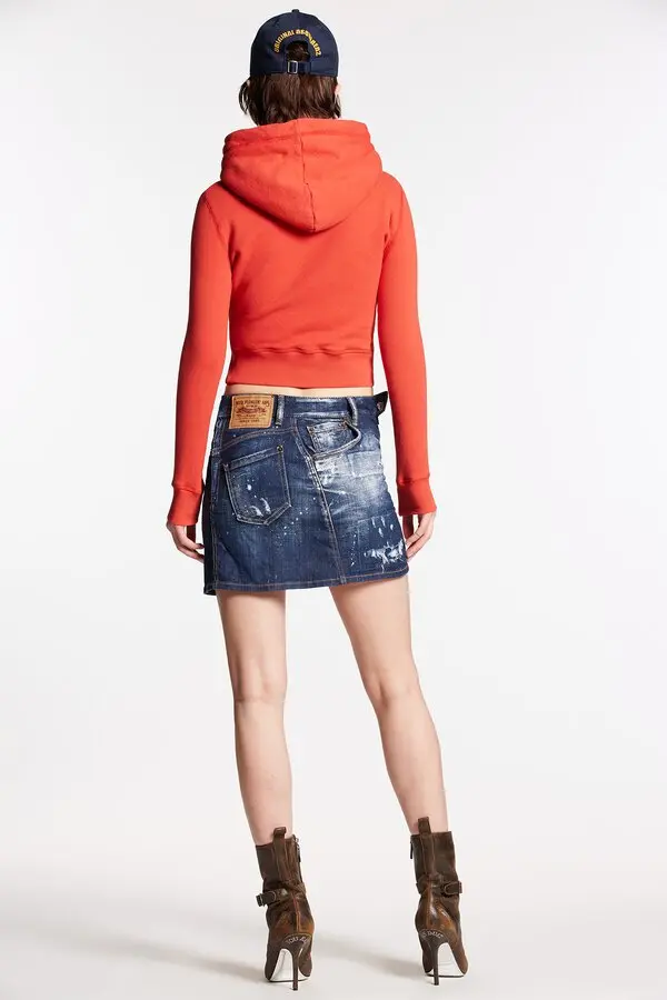Dsquared2 Dark Ripped Wash Side Open Mini Skirt