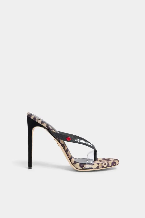 Dsquared2 Wil" Print High Heel Mule Sandals - Leopard