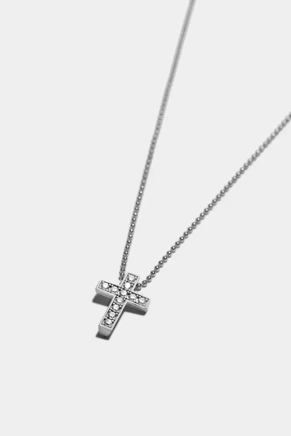 Dsquared2 Cross Pendant Necklace With Crystal Embellishments