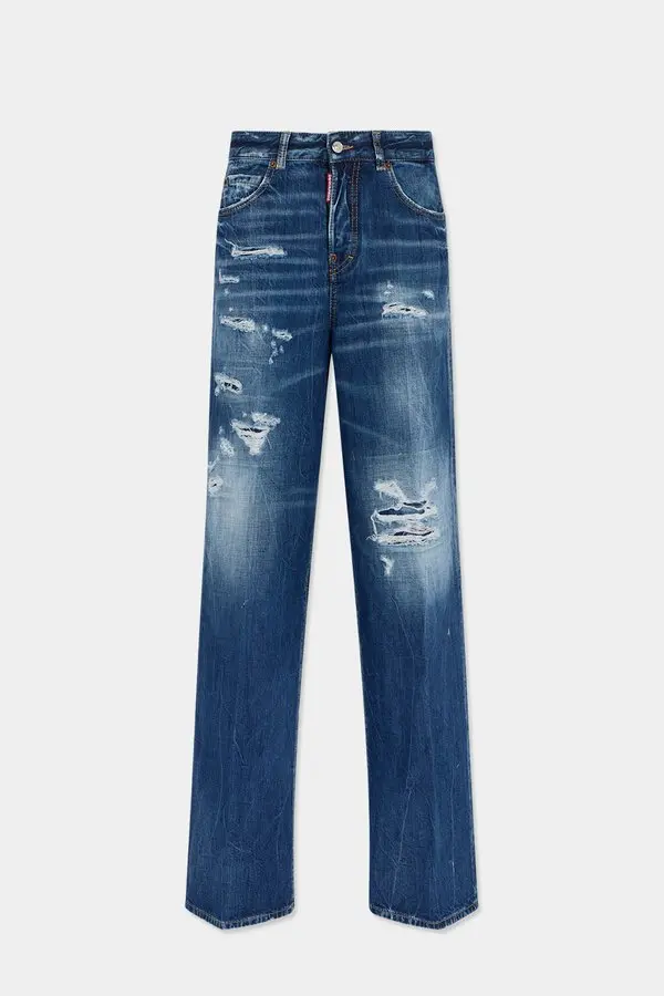 Dsquared2 Medium Wash Baggy Traveller Jeans - Blue