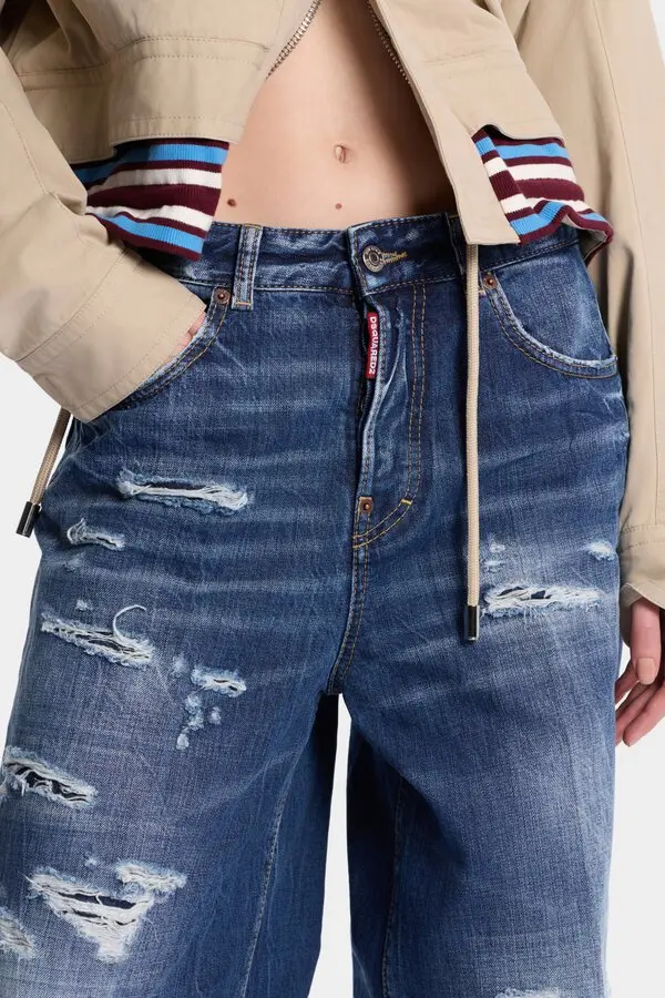 Dsquared2 Medium Wash Baggy Traveller Jeans