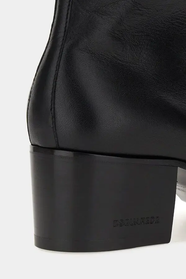 Dsquared2 Vintage Leather Ankle Boots With Perforated Toe