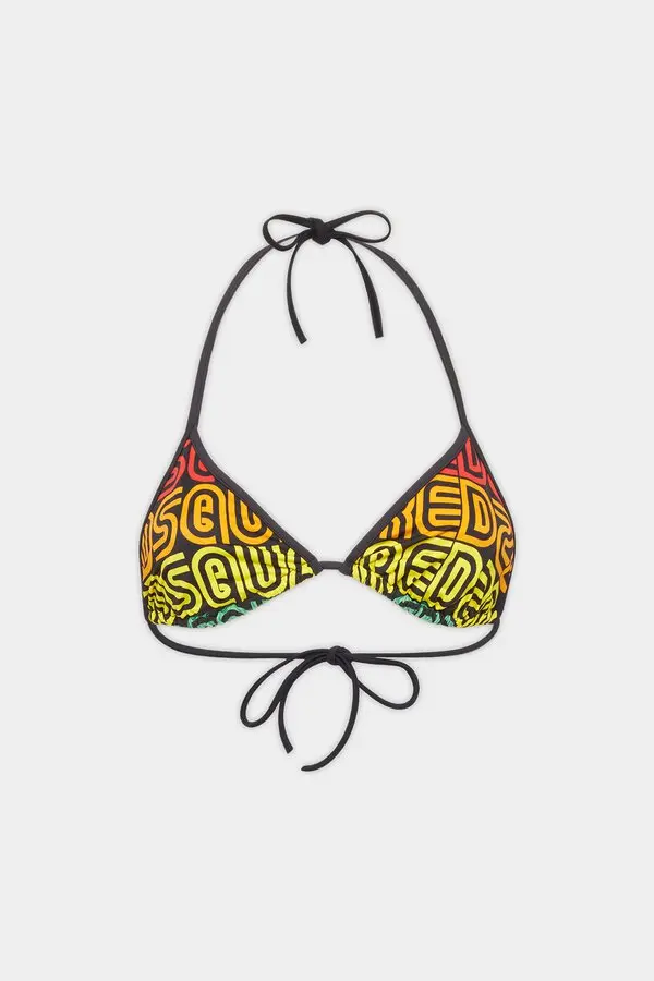 Dsquared2 Allover Logo Triangle Bikini Top - Fantasy
