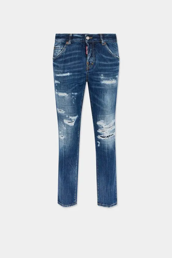 Dsquared2 Medium Wash Ripped Teddy Jeans - Blue