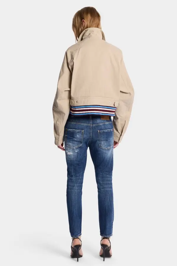 Dsquared2 Medium Wash Ripped Teddy Jeans - Blue