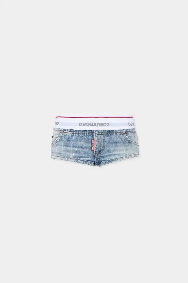 Dsquared2 Light Wash Distressed Denim Hot Pants