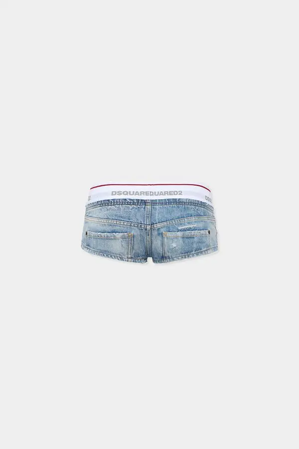 Dsquared2 Light Wash Distressed Denim Hot Pants