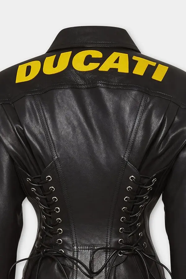 Dsquared2 Ducati X Laced Leather Biker Bodysuit