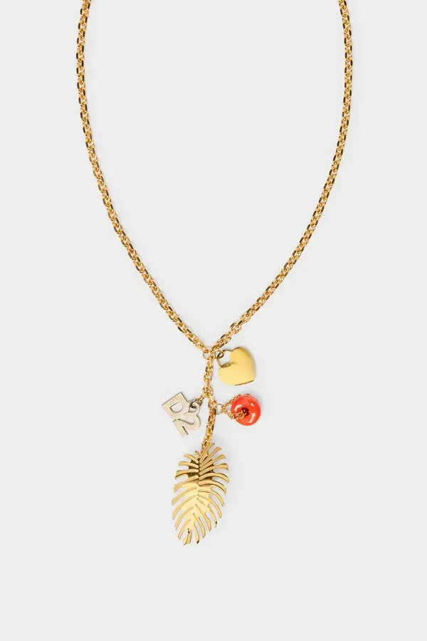 Dsquared2 Tone Brass Charm Necklace - Gold