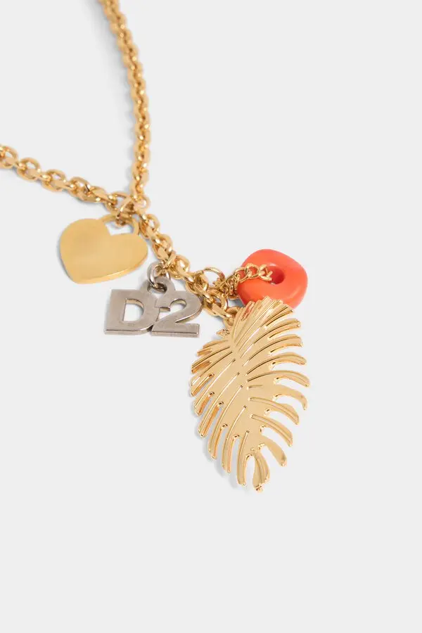 Dsquared2 Tone Brass Charm Necklace - Gold