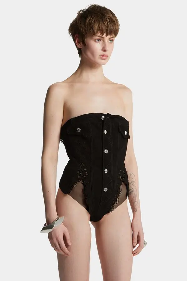 Dsquared2 Suede And Lace Bodysuit