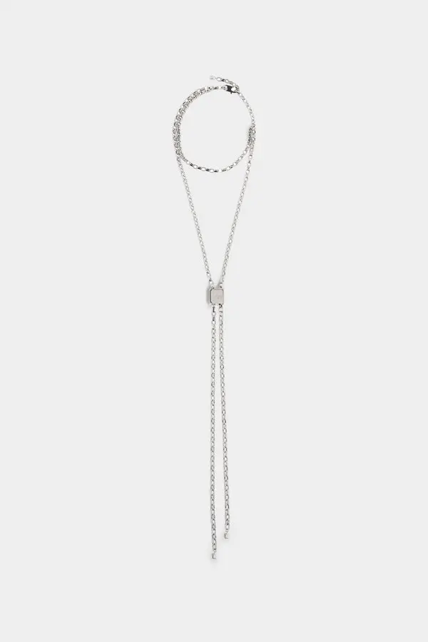 Dsquared2 Dean Dan Double Chain Necklace With Engraved Lock Pendants