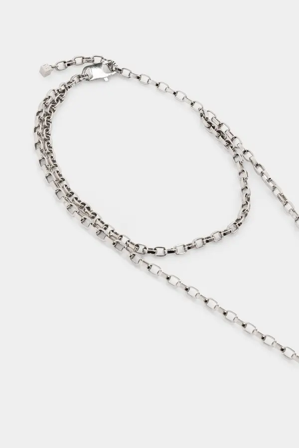 Dsquared2 Dean Dan Double Chain Necklace With Engraved Lock Pendants