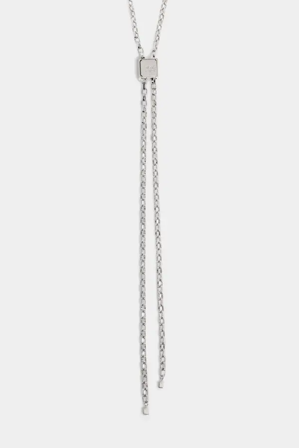 Dsquared2 Dean Dan Double Chain Necklace With Engraved Lock Pendants