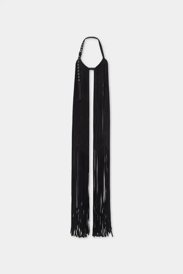 Dsquared2 X Vaquera Fringed Biker Bra Top - Black