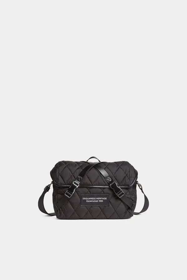 Dsquared2 Quilted Nylon Messenger Bag - Black