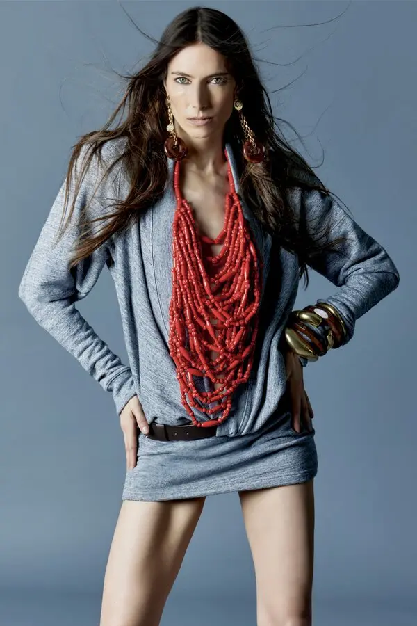 Dsquared2 Coral Cascading Beaded Halter Top