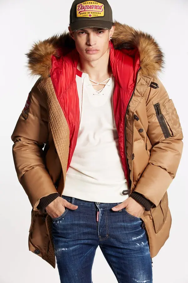 Dsquared2 Down Puffer Parka With Fur Trimmed Hood - Black