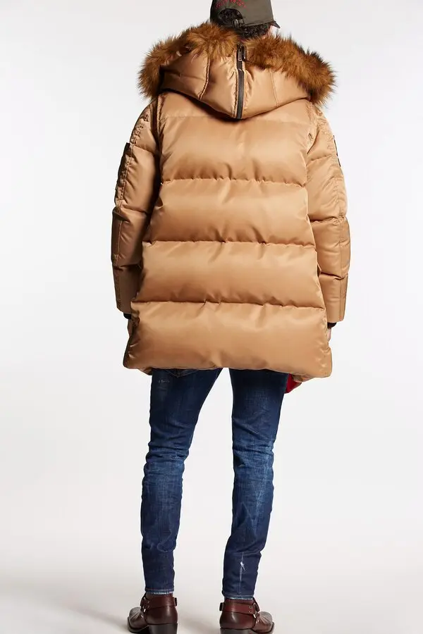 Dsquared2 Down Puffer Parka With Fur Trimmed Hood