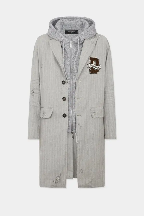 Dsquared2 Long Hooded Coat With Distressed Finish - Fantasy