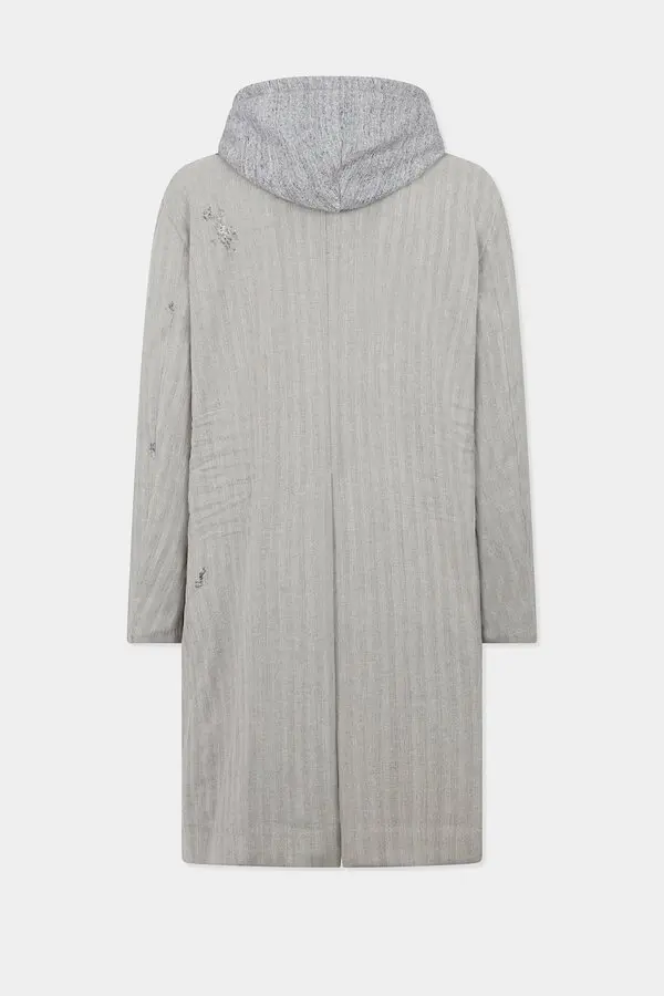 Dsquared2 Long Hooded Coat With Distressed Finish
