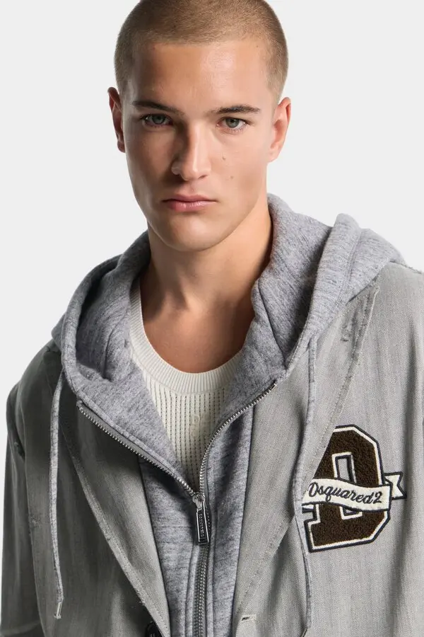 Dsquared2 Long Hooded Coat With Distressed Finish