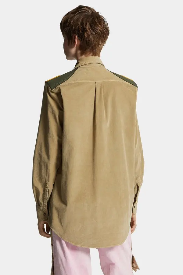 Dsquared2 Corduroy Shirt With Embroidered Logo Patches
