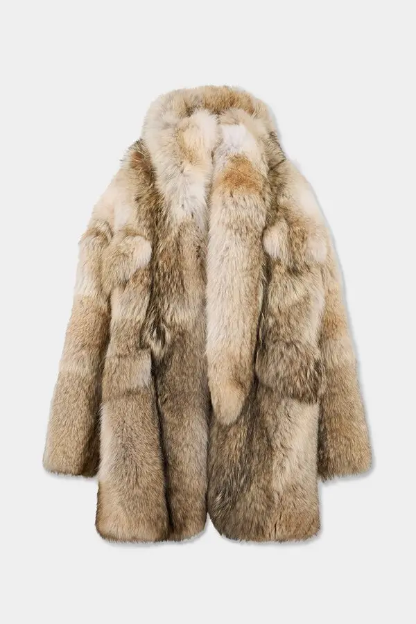 Dsquared2 Coyote Fur Hooded Coat - Black