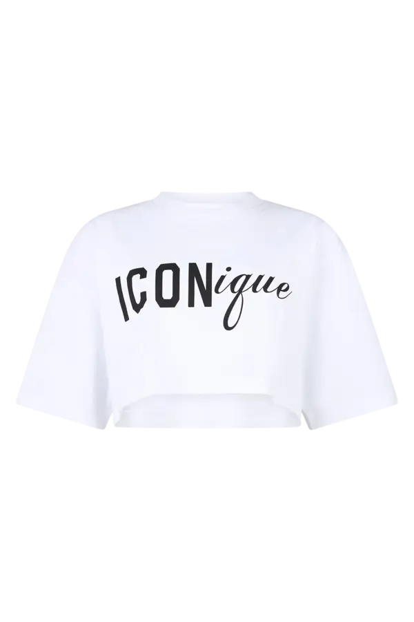 Dsquared2 Iconique Cropped Logo T-shirt - White