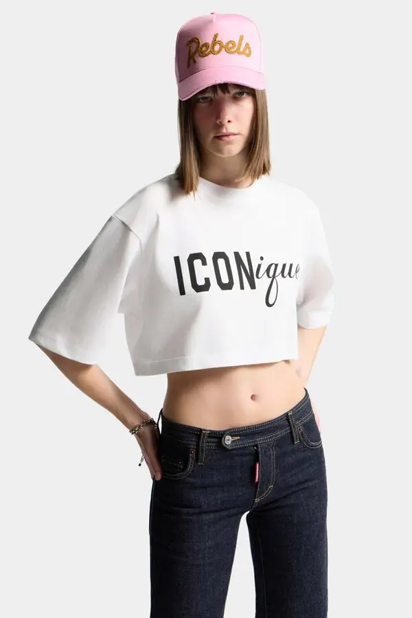 Dsquared2 Iconique Cropped Logo T-shirt - White